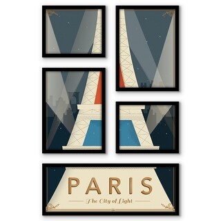 Americanflat Paris France Mid-Century Modern 5 Piece Grid Wall Art Room ...