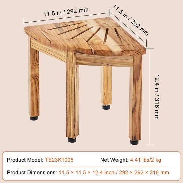 VEVOR Corner Teak Shower Bench 100% Teak Wood Corner Shower Beach for ...