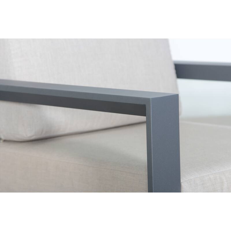 Paris Club Chair with Gray Aluminum Frame and Taupe Sunbrella Cushion ...