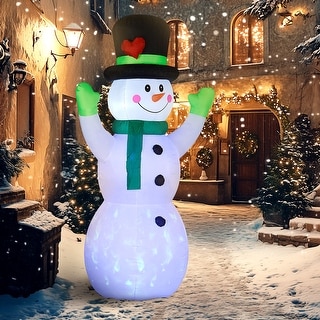 Outsunny 10FT Christmas Inflatables Cheerful Snowman in Black Hat ...