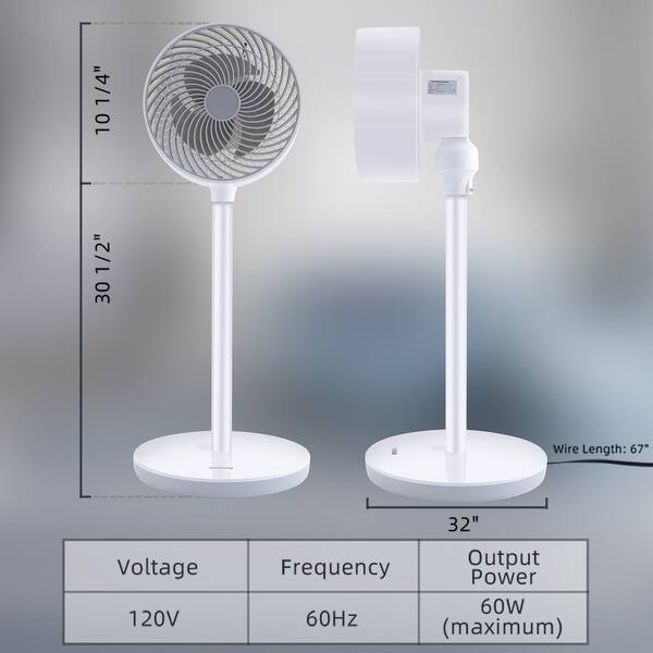 7 in. Stand Fan, 3 Speeds & 3 Modes, 15 Hours Timer, 70 degree ...