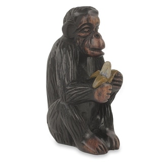 Novica Handmade Monkey Peeling A Banana Ebony Wood Figurine - Bed Bath ...