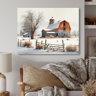 Designart "Charming Barn And Path I" Farmhouse / Country Canvas Wall ...