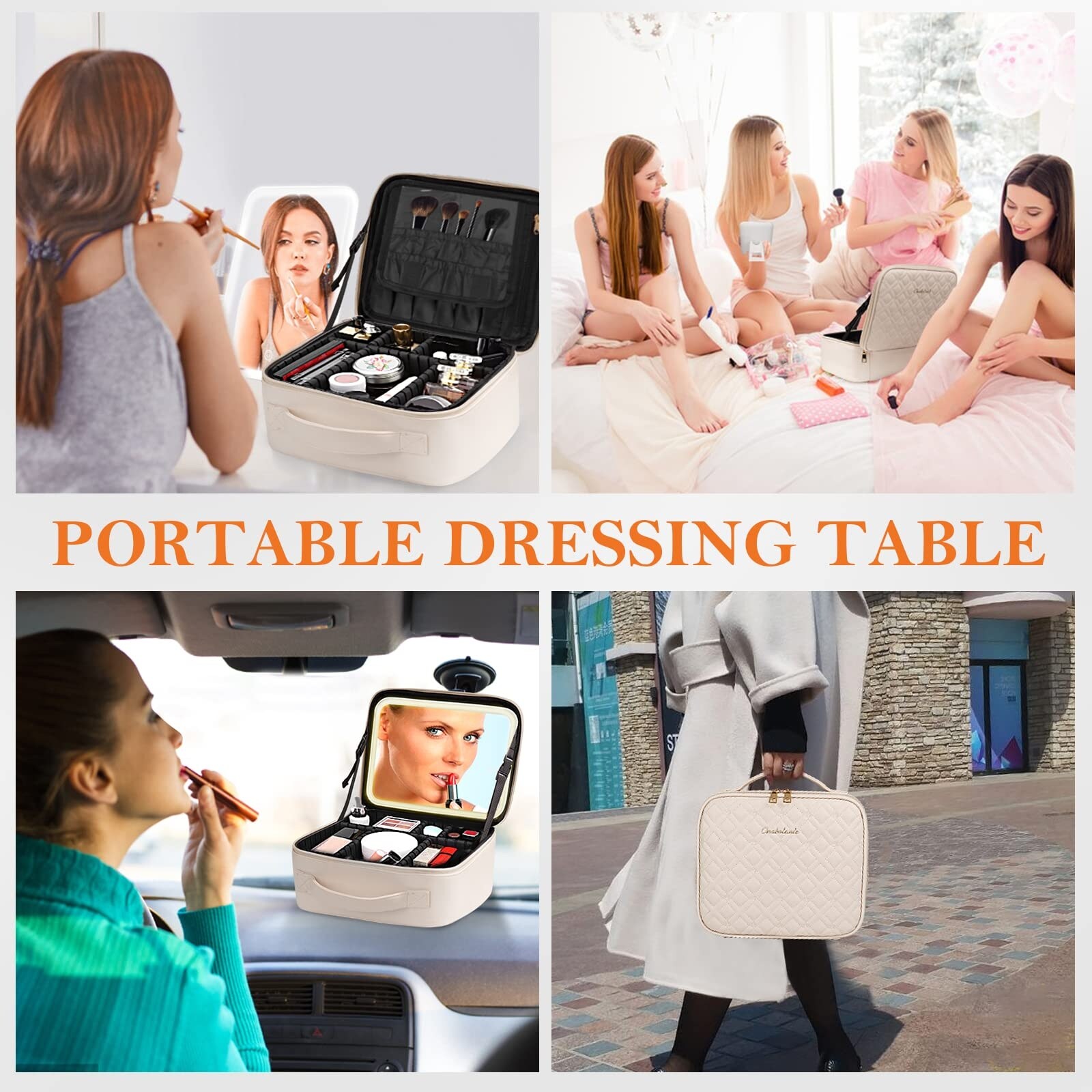 makeup travel case with table