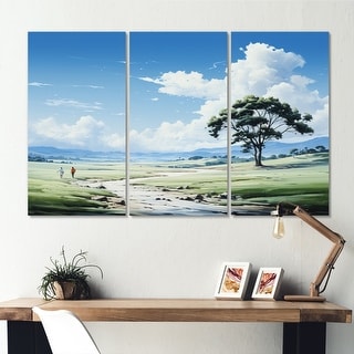 Designart "Lake And River Tranquility II" Landscapes Canvas Prints Set ...