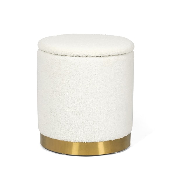 Adeco Velvet Round Storage Stool Gold Plating Base Round Storage ...