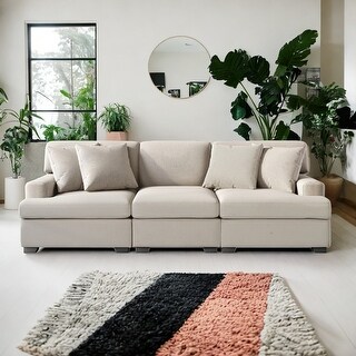 3 Seat Modern Sofa with Removable Back, Seat Cushions and 4 Comfortable ...