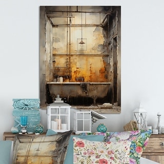 Design Art "Grey Industrial Minimalist Bath II" Bathroom Metal Wall Art ...