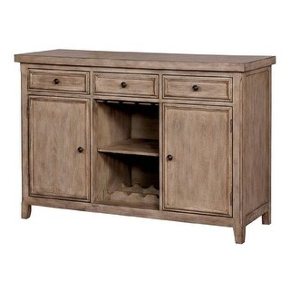 Server with 3 Drawers and Stemware Rack, Distressed Brown - Bed Bath ...