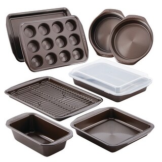 Nonstick Bakeware 10 Piece Bakeware Set, Chocolate Brown - Bed Bath ...