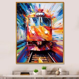 Designart "Abstract Train Fusion Of Colors" Train Framed Canvas Print ...