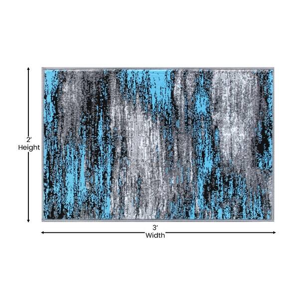 Rylan Collection 2' x 3' Blue Abstract Scraped Area Rug - Olefin Rug ...