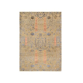 Shahbanu Rugs Almond Brown, Hand Knotted Cypress Tree Design, Silk With ...