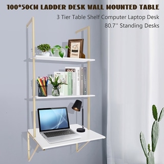 3 Tier Ladder Desk Wall Mounted Shelf Floating Shelves - Bed Bath ...