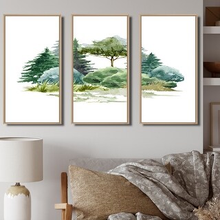 Designart "Nature Forest Lawn, Trees Bush Glade, Grass II" Country ...