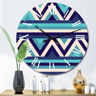 Designart 'Ethnic Zigzag In Shades Of Blue' Modern wall clock - Bed ...
