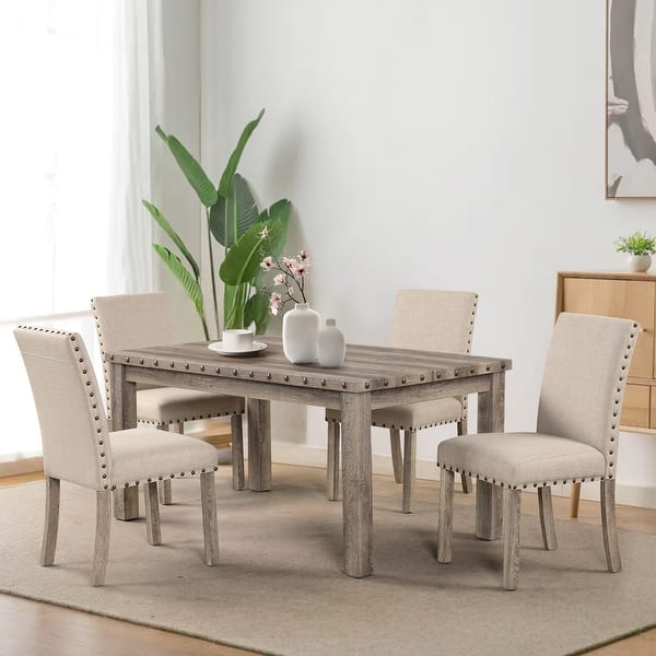 Morden Fort Farmhouse Dining Set Rectangular Table Chair 5-piece - Bed Bath & Beyond - 38331068