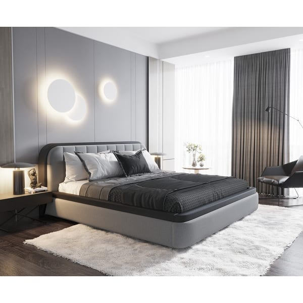 Cosmopolitan Modern Grey Black Eco Leather Bed with Storage - Bed Bath ...