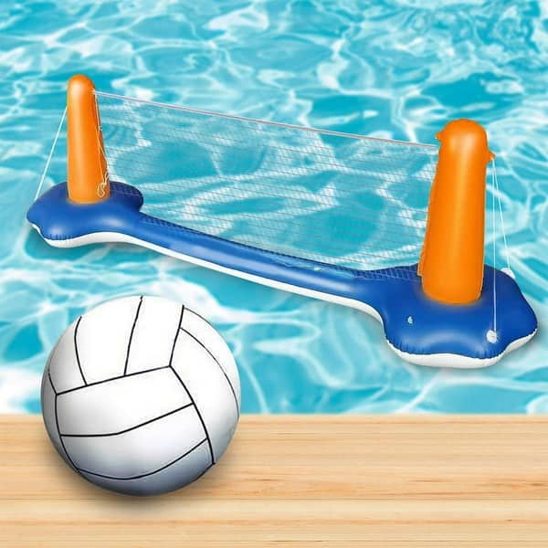 Inflatable Pool Basketball Hoop and Pool Volleyball Set with Pool Net ...