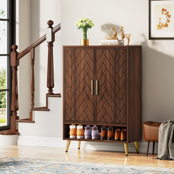 Walnut shoe rack store