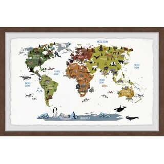 'Colored Animal Map' Framed Painting Print - Bed Bath & Beyond - 32954180