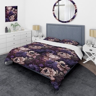 Designart "Gothic Botanicals Moody Patterns I" Purple Cottage Bedding ...