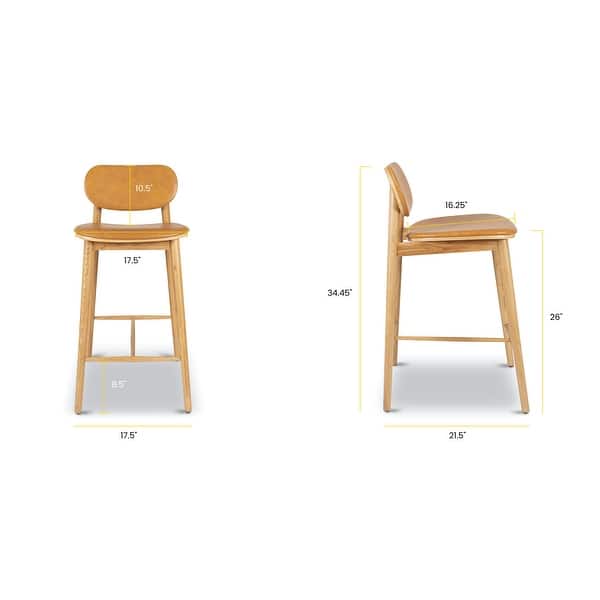 Poly and Bark Bonato Leather Counter Stool - Solid Wood Frame - Bed ...
