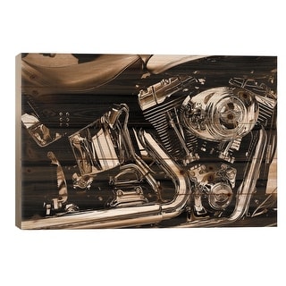Harley Motorcycle Print On Wood by Unknown Artist - Multi-Color - Bed ...