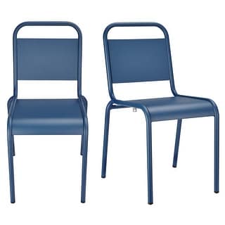 Otis Stackable Outdoor Side Chair in Dark Blue - Set of 2 - Bed Bath ...