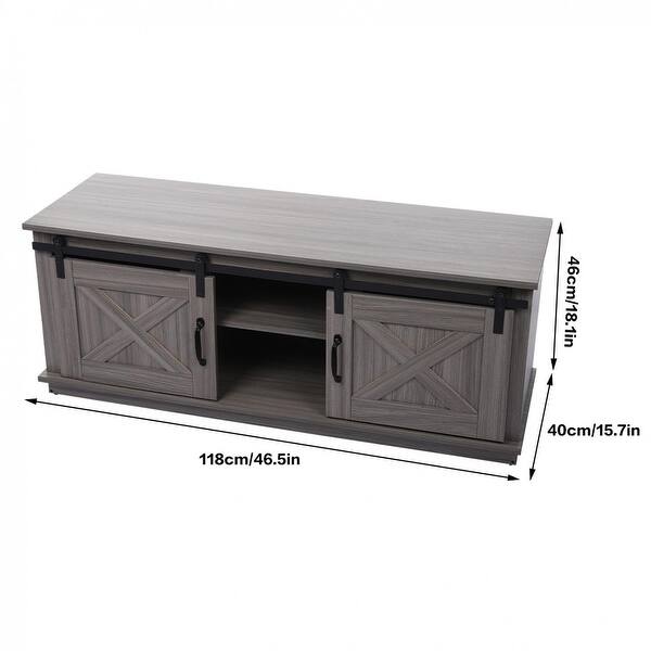 TV Stand Sliding Barn Door Modern &Farmhouse Wood Storage Cabinet Table ...