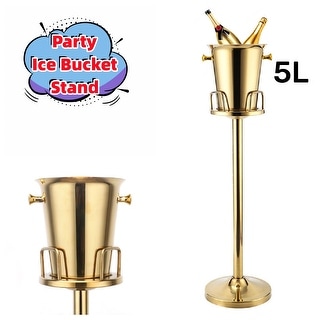Golden Ice Bucket with Stand Champagne Wine Beverage Holder Cooler ...