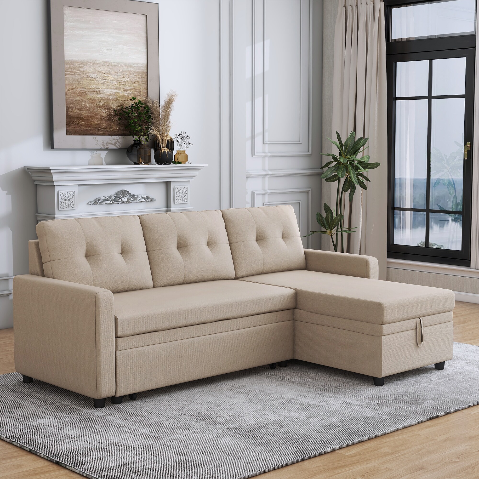 Modern L-Shape Convertible Sleeper Sectional Sofa - Bed Bath & Beyond - 39040905