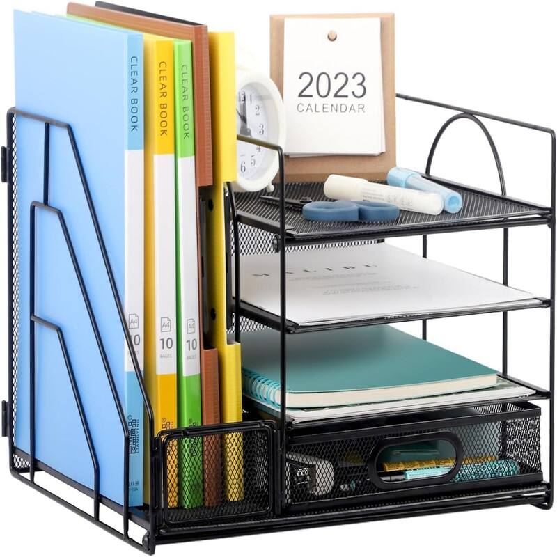 Office Supplies Desktop File Organizer (Black) - Overstock - 39426917