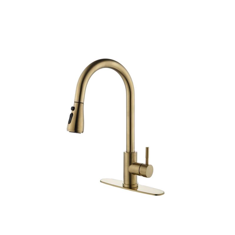 Kitchen Faucet with Pull Out Spraye Modern Brass Pot Filler Two ...