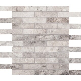 MSI SMOT-1X4P Tundra Gray - 1" x 4" Linear Mosaic Tile - Polished - Bed ...
