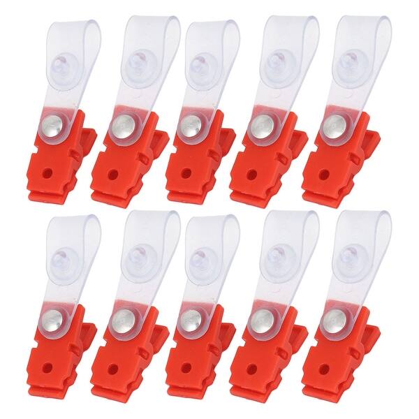 Unique Bargains Red Plastic Buckle Closure Name Tag Badge Label ID Card ...