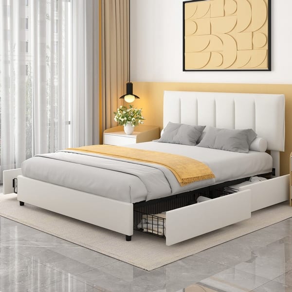 white frame bed