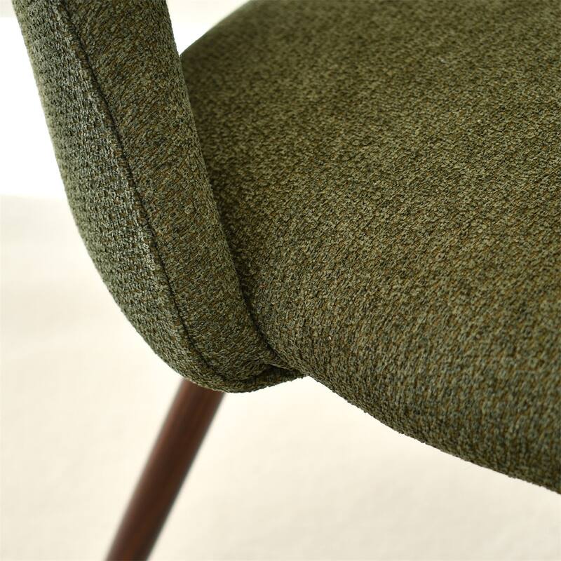 Upholstered Cutout Back Dining Chair with Walnut Leg(Set of 4 ...