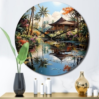 Designart "Bali Bliss Landscape I" Asian Oversized Wall Clock - Bed ...