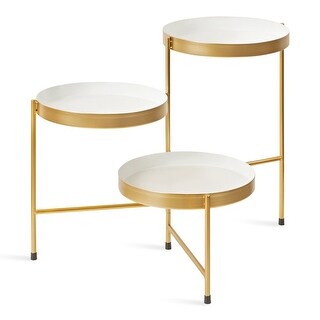 Finn Modern 3 Tiered Plant Stand, 13 x 13 x 22, White and Gold, Two ...
