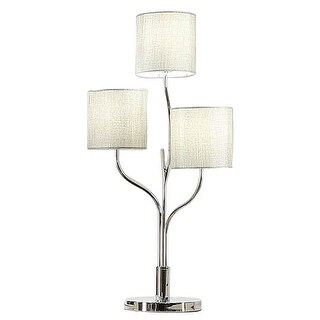 Indi 30 Inch Table Lamp, 3 Drum Fabric Shade, Round Metal Base, Silver ...