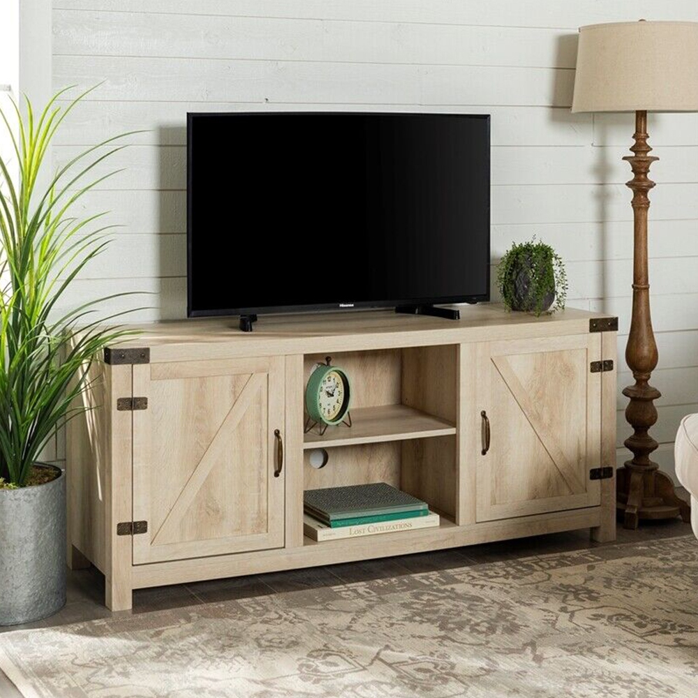 58 Farmhouse TV Stand in White Oak 58 inches