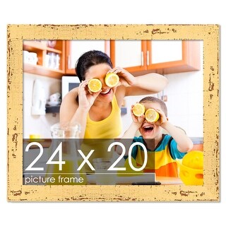24x20 Shabby Chic / Farmhouse Yellow Wood Picture Frame - UV Acrylic ...