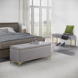 Benche Set 2 in 1 Benches Tufted Velvet Benches Gold Leg - Bed Bath ...