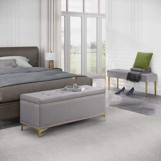 Benche Set 2 in 1 Benches Tufted Velvet Benches Gold Leg - Bed Bath ...