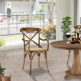 Winston Country Style Cross Back Walnut Dining Arm Chair - Bed Bath ...