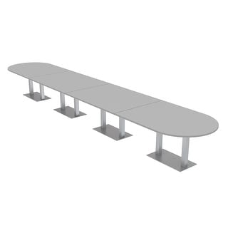 20 Person Arc Rectangle Powered Modular Conference Table Square Bases ...