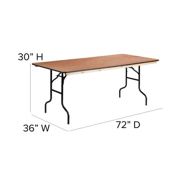 6-Foot Rectangular Wood Folding Banquet Table with Clear Coated ...
