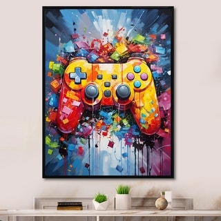 Designart "Video Game Pixel Pop II" Video Games Framed Canvas Prints ...