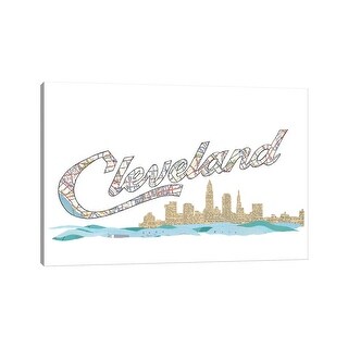 iCanvas "Cleveland Script Skyline" by Paper Cutz Canvas Print - Bed ...